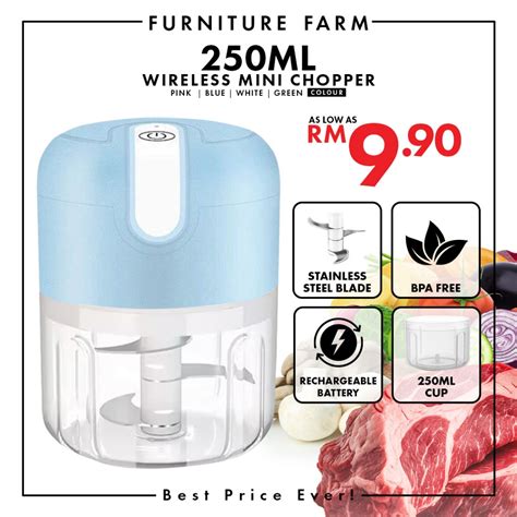 Fandf Mini Blender 250ml Garlic Chopper Electric Food Processor Meat Grinder Pengisar