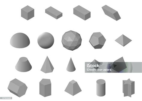 회색 벡터 아이소메트릭 기본 3d 셰이프 세트 프리즘에 대한 스톡 벡터 아트 및 기타 이미지 프리즘 3차원 형태 기하 Istock
