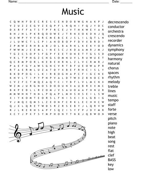 Music Word Search Puzzles Printable