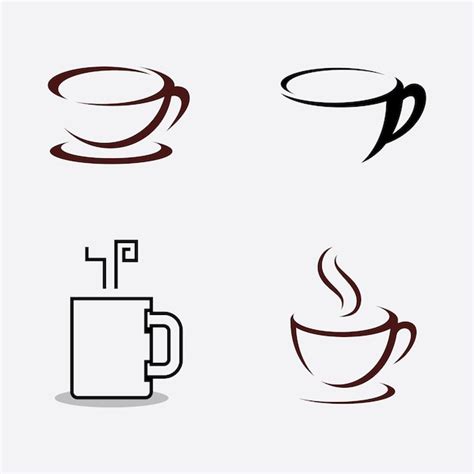 Taza De Café Logo Diseño De Icono De Vector De Cafetería Vector Premium