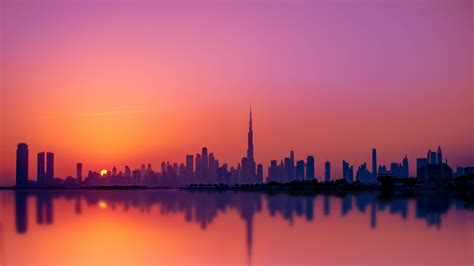 Dubai City Wallpaper 4k Skyline Silhouette Cityscape
