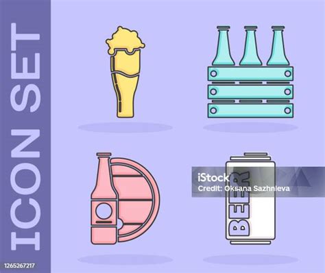 맥주 캔 맥주 한 잔 맥주 병 및 나무 통 및 맥주 병 아이콘 팩 벡터 병에 대한 스톡 벡터 아트 및 기타 이미지 병 서류 가방 아이콘 Istock