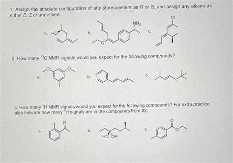 solved 1 assign the absolute configuration of any