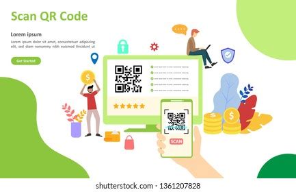 Qr Code Scanning Concept People Scan Stock Vector Royalty Free Shutterstock