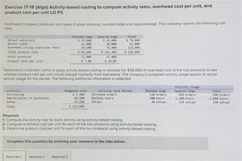 Solved Exercise Algo Activity Based Costing To Chegg