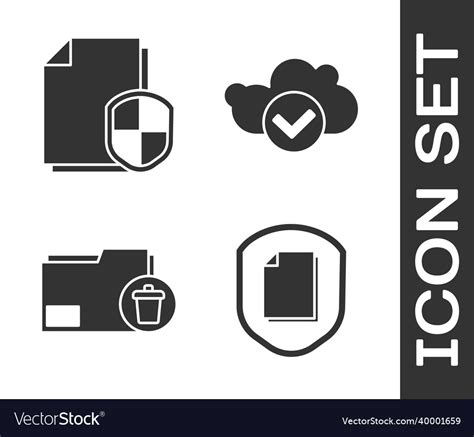 Set Document Protection Concept Document Vector Image