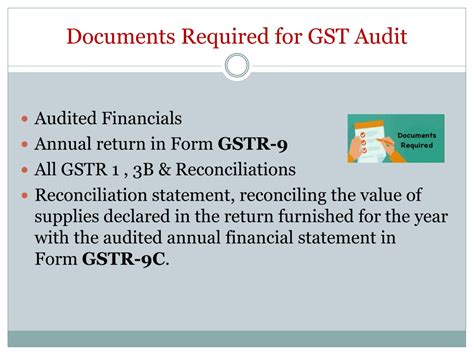 Ppt Comprehensive Guide To Gst Audit Gstr 9c Process Documents