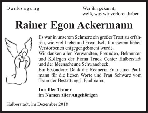 Traueranzeigen Von Rainer Egon Ackermann Abschied Nehmen De