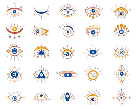 Premium Vector Evil Celestial Eye Symbol Set Esoteric Sign Color Eyes