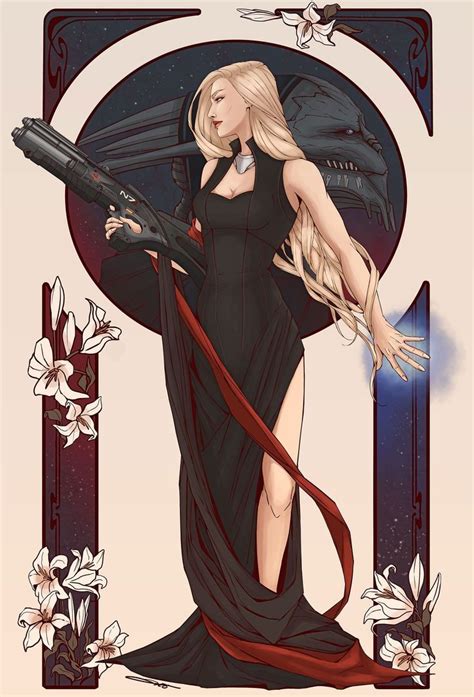 My Shepard X Saren Arterius Art Nouveau Inspired By Lrtrevelyan On