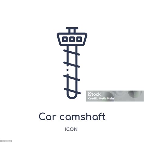 자동차 부품 개요 컬렉션에서 선형 자동차 캠 축 아이콘입니다 얇은 라인 자동차 캠 축 벡터 흰색 배경에 고립입니다 자동차 캠 축 트 렌 디 일러스트레이션 공연에 대한 스톡