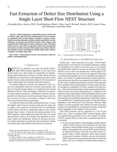 Fast Extraction Of Defect Size Distribution Using A Single Ieee Xplore