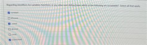 Solved Regarding Identifiers For Variables Functions Or