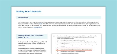 Grading Rubric For Students With Complex Access Needs Classroom