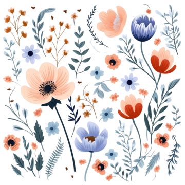 Flower Pattern Png File Doodle Meadow Monochrome PNG Transparent Image And Clipart For Free