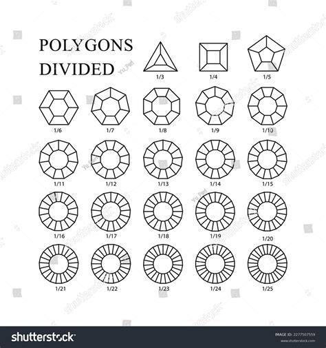 Outline Polygons Divided Into Equal Segments Stock Vector Royalty Free 2277507559 Shutterstock