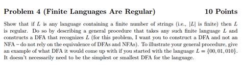 Solved Show That If L Is Any Language Containing A Finite