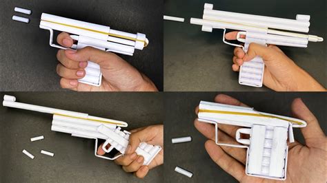 04 Powerful Paper Gun Easy To Make At Home Paper Craft How To Make Paper Gun Easy And Fast