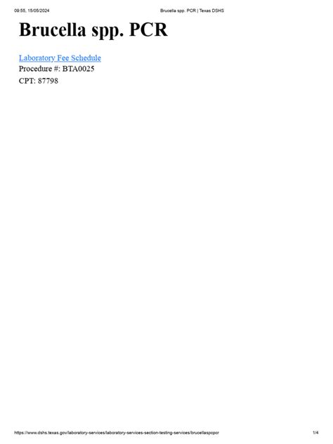 Brucella Spp Pcr Texas Dshs Pdf Polymerase Chain Reaction Biology