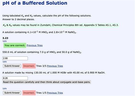 Solved Using Tabulated Ka And Kb Values Calculate The Ph Of
