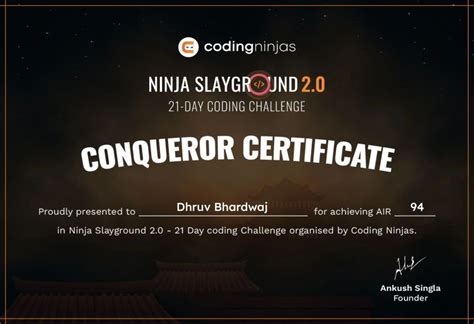Dhruv Bhardwaj On Linkedin Ninjaslayground Codingninjas Codingchallenge Achievement