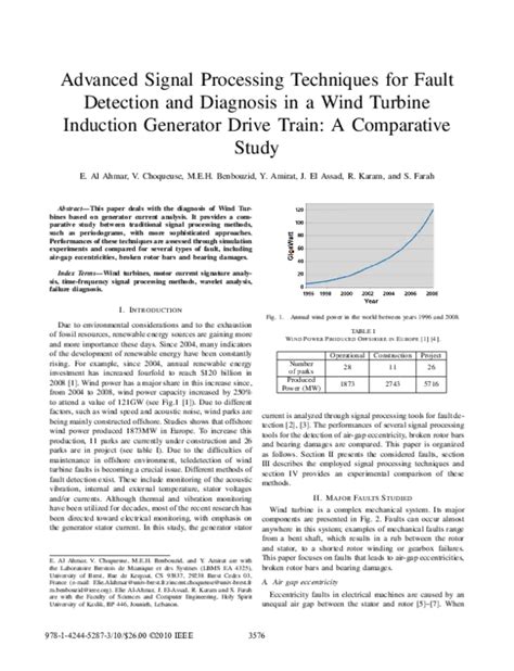 Pdf Advanced Signal Processing Techniques For Fault Detection And Diagnosis In A Wind Turbine