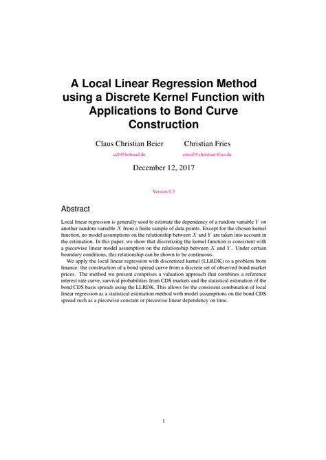 Pdf A Local Linear Regression Method Using A Discrete Kernel Function