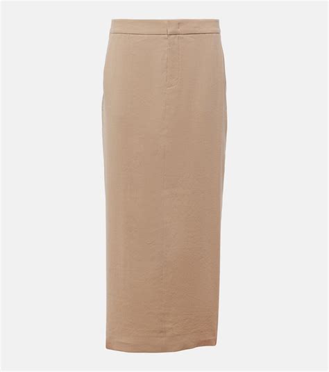 Jupe Longue En Lin Mélangé En Beige Vince Mytheresa