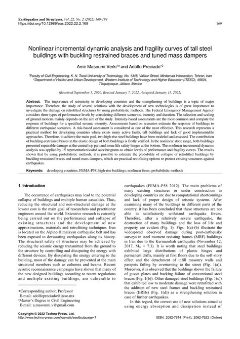 Pdf Nonlinear Incremental Dynamic Analysis And Fragility Curves Of