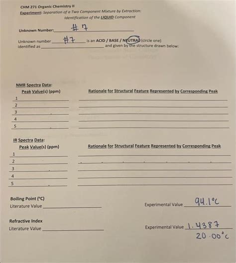 Solved Chm 271 Organic Chemistry Ii Experiment Separation