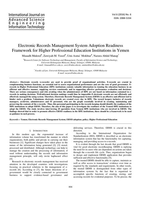Pdf Electronic Records Management System Adoption Readiness Framework