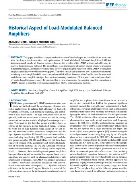 Pdf Historical Aspect Of Load Modulated Balanced Amplifiers