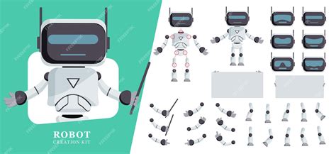 premium vector robot creator kit vector set design robots teacher