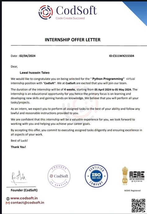 Lawal Hussein On Linkedin Codsoft Internship Softwaredevelopment