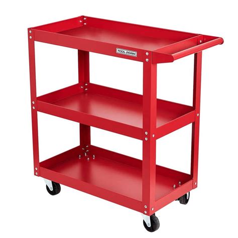 3 Tier Red Metal Plant Stand Garden Cart Tool Cart Red With Tiered Shelves 25 9 In H W X 30 5