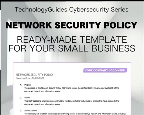Easy Network Security Policy Template Cybersecurity For Your Business Etsy