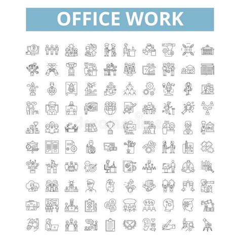 Office Work Icons Line Symbols Web Signs Vector Set Isolated Illustration Stock Vector