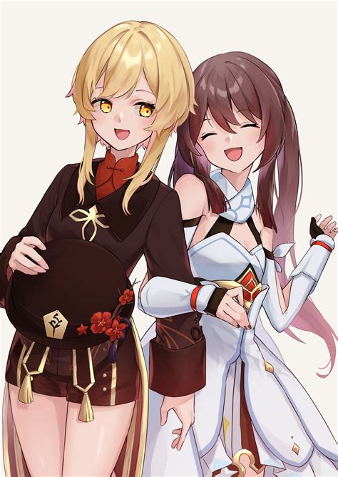 Lumine And Hu Tao Genshin Impact Drawn By Yu Ri Danbooru