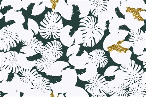 골드 반짝이 꽃과 보편적 인 프리 핸드 플로럴 원활한 패턴을 그리기 배경 카드 배너 포스터 표지 초대장 직물 헤더 또는 브로셔용