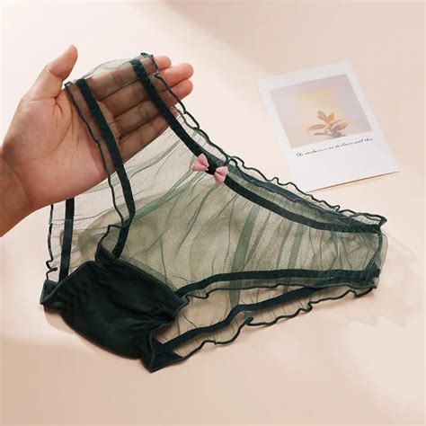 Sheer Lace Mesh Low Waist Panties With Cute Bows Kawaii Stop