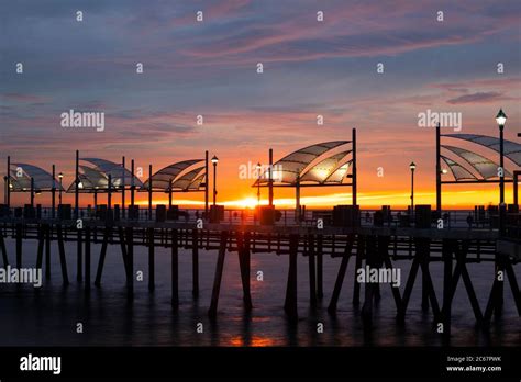 Redondo Beach Pier At Sunset Redondo Beach California Usa Stock