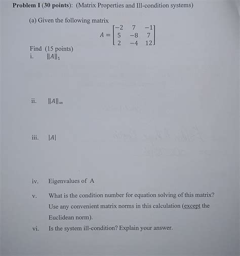Solved Problem I Points Matrix Properties And Chegg Com