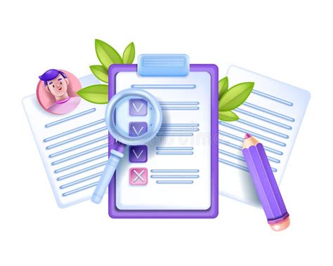 3d Checklist Icon Exam Note Form Checkbox On White Vector Clipboard Document Paper Test