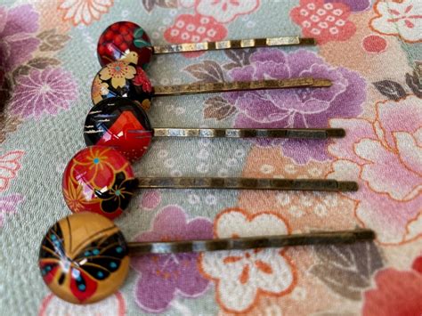 Japanese Hair Pins Mt Fuji Sakura Plum And Bird Motifs Traditional