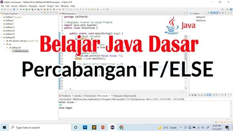 program percabangan if else pada pemrograman java youtube