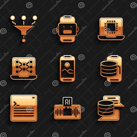 Set Mobile Phone Artificial Intelligence Ai Server Data Cloud Technology Data Transfer Web