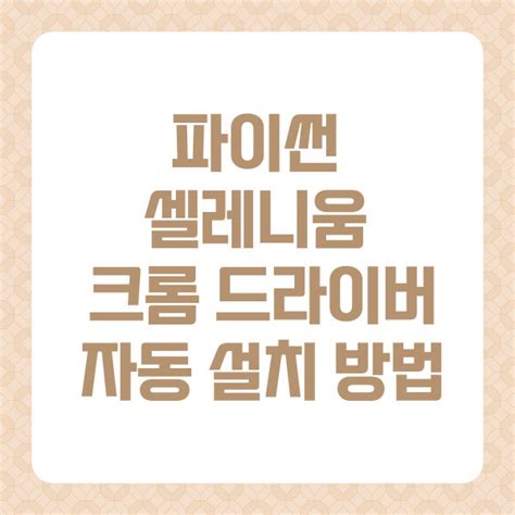 파이썬python 셀레니움 크롬 드라이버 자동 설치