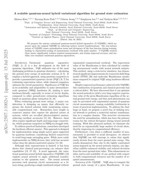 Pdf A Scalable Quantum Neural Hybrid Variational Algorithm For Ground