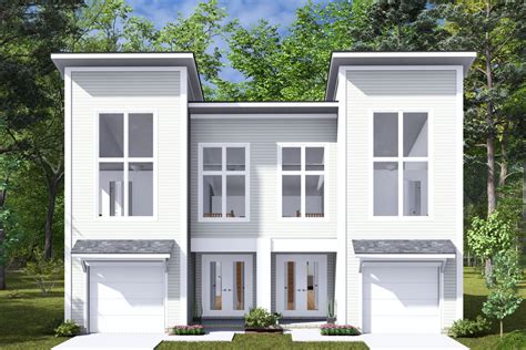 Plan 52393wm Two Story Contemporary Duplex With 3 Beds Per Unit Under