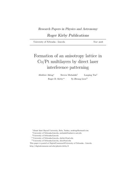 Pdf Formation Of An Anisotropy Lattice In Copt Multilayers By Direct Laser Interference